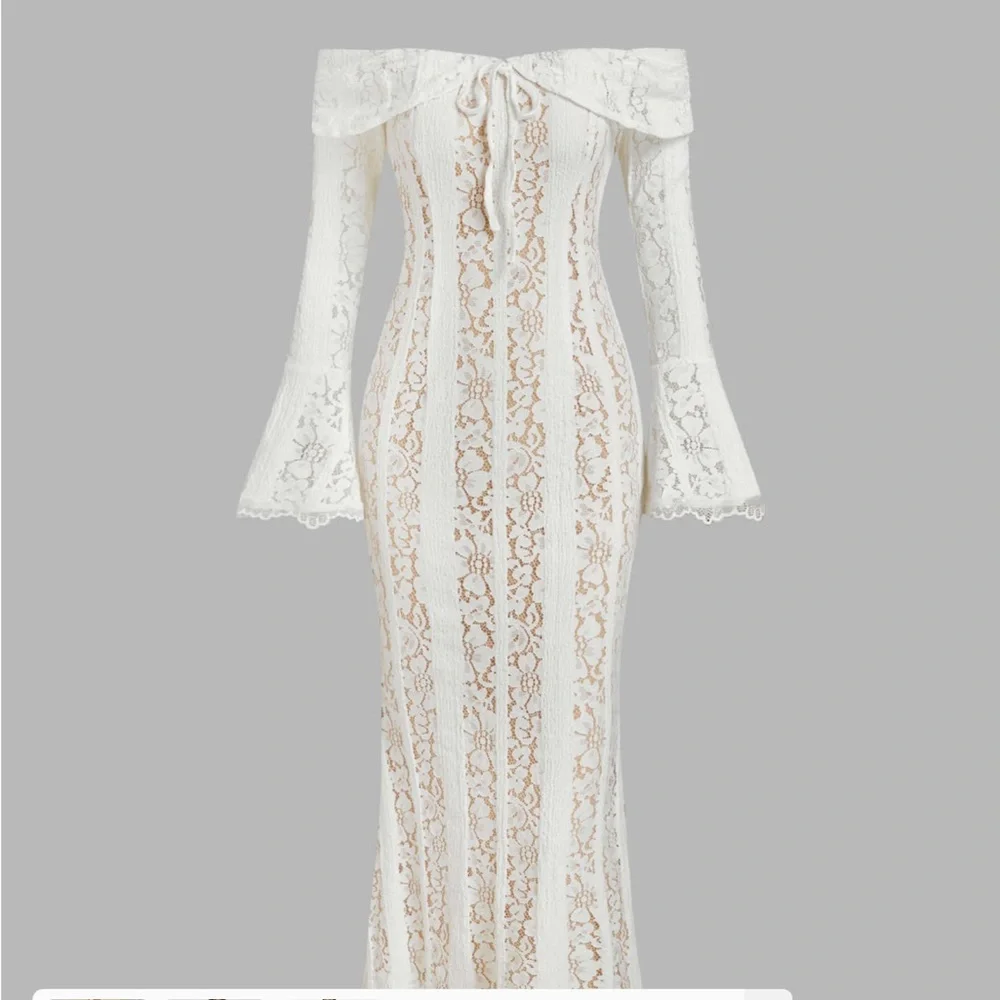 Cider | Dresses | Cider White Lace Long Sleeve Dress | Poshmark
